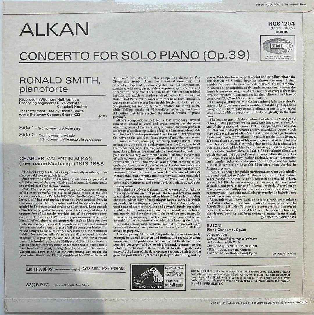 Ronald Smith: Alkan Concerto for Solo Piano M-/M- – DD Music Geek
