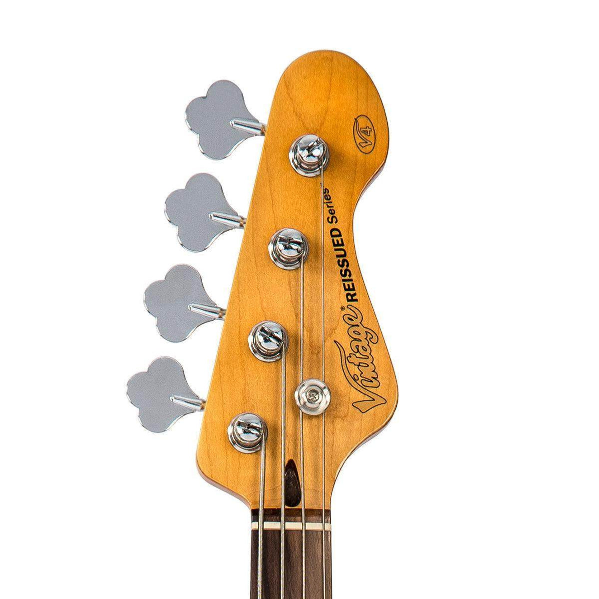 Vintage V4 ReIssued Bass Guitar ~ Rocker Black / Mirror Scratchplate ...